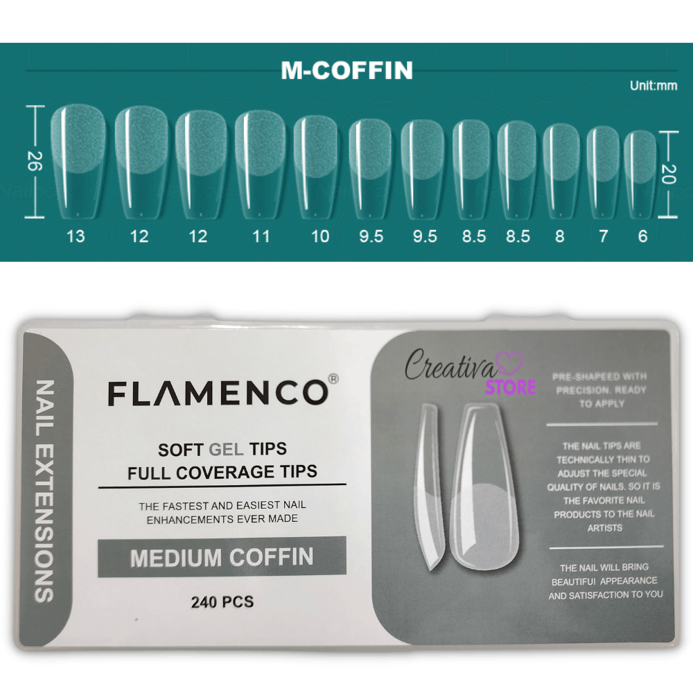 Tips De Gel Pre-limados Medium Coffin 240und - CREATIVA STORE