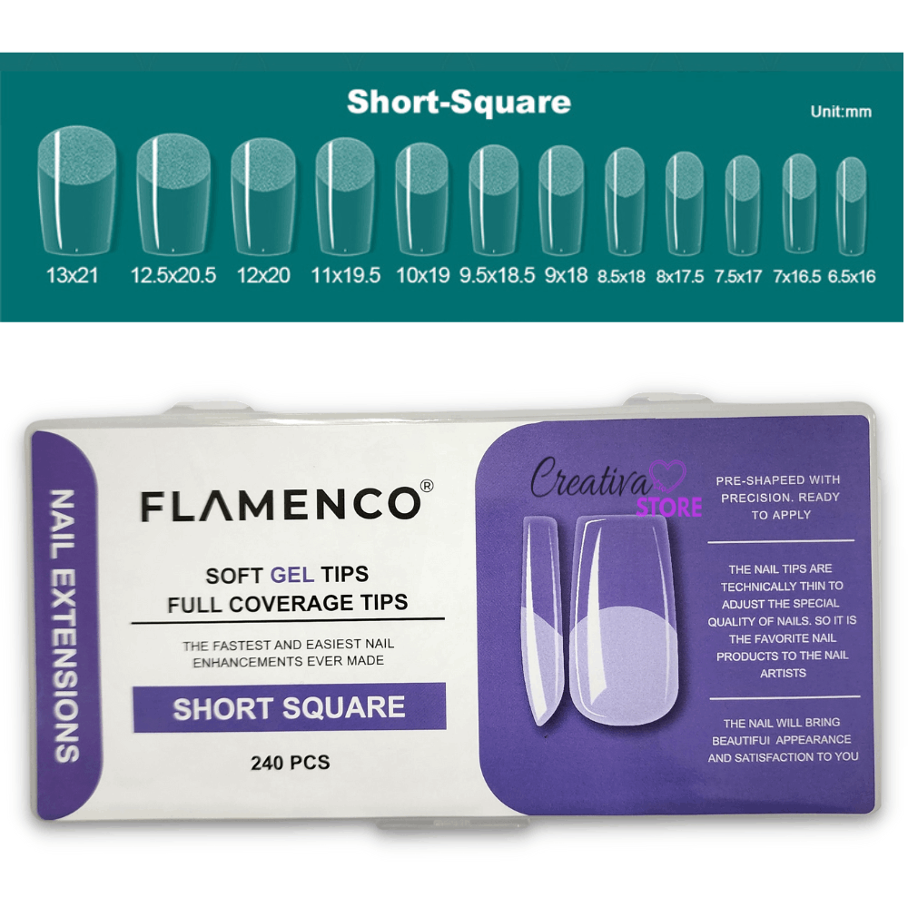 Tips De Gel Pre-limados Short Square 240und - CREATIVA STORE